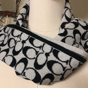 Coach | Accessories | Coach Silver And Black Thin Wool Scarf | Poshmark